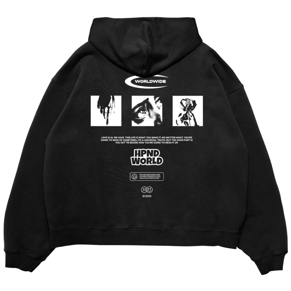 Hpnd - Original Basic Happy Face Fleece Boxy Fit Hoodie Sweater Limited ...