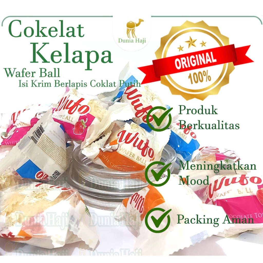 PUTIH Coconut Chocolate Wafer Ball Filled with White Chocolate Coated ...
