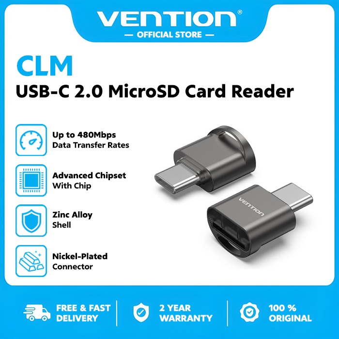 Vention Card Reader MicroSD USB Type-C Memory Card Reader | Shopee ...
