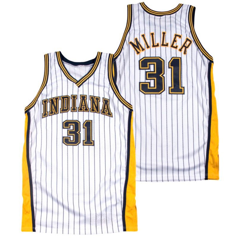 IMPORTED EMBROIDERY CLASSIC INDIANA PACERS 31 REGGIE MILLER WHITE ...