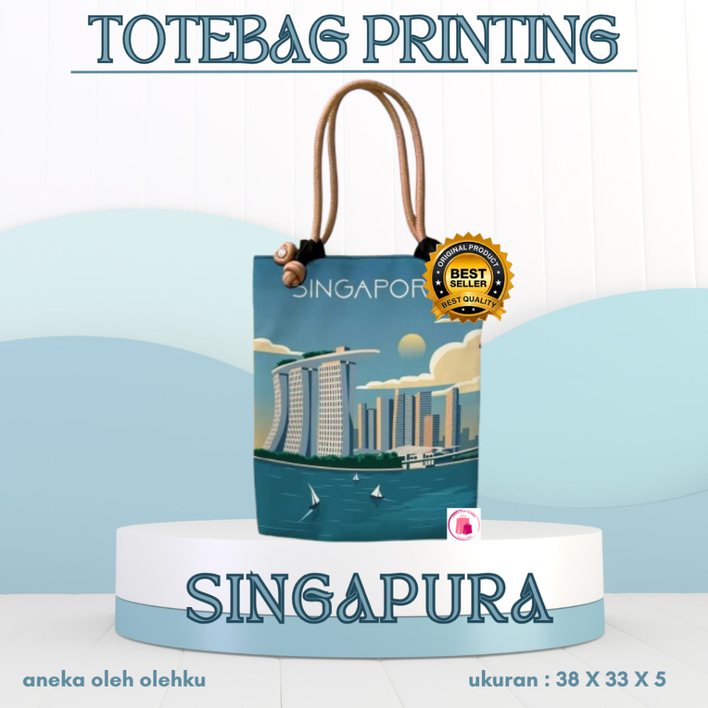 Latest single wick strap tote bag size 38 X 33 X 5 Singapore motif ...