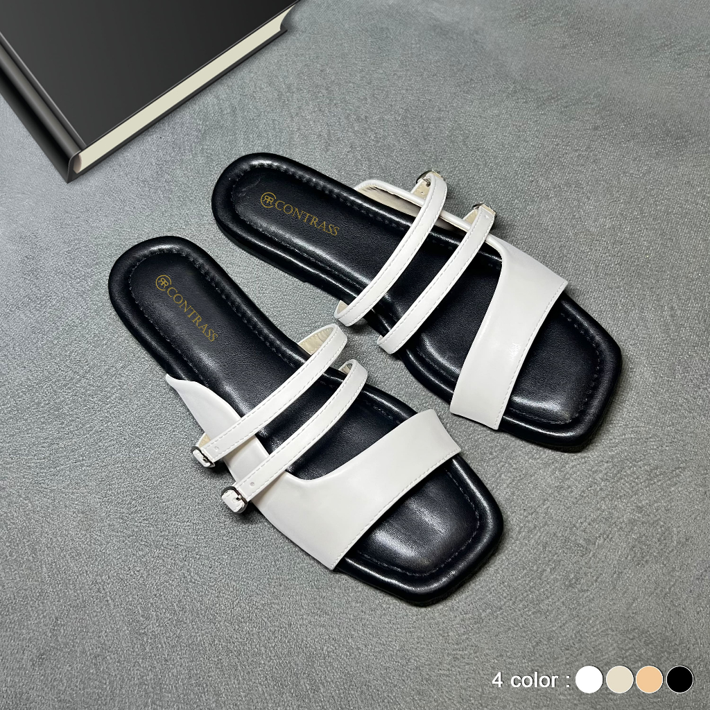 Women's Flat Sandals Flatshoes Double Buckle Korean Style Foam Sole CSS ...