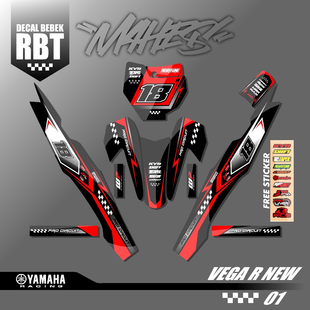 DECAL Sticker RBT VEGA R NEW Duck Striping Variation Sticker Modified ...