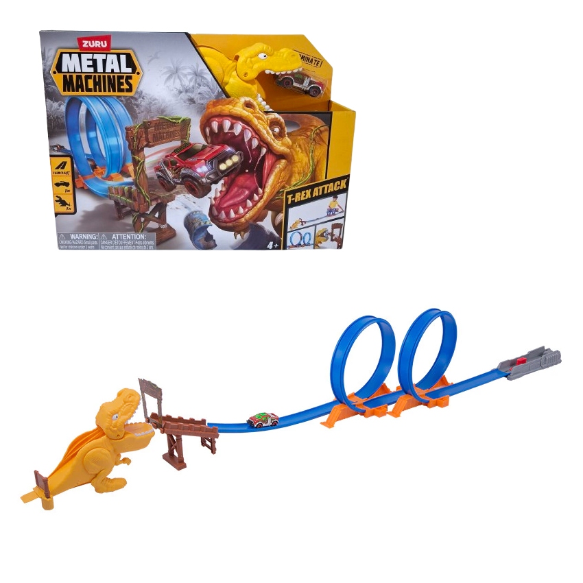 ZURU METAL MACHINES T-REX ATTACK Diecast Car Track Toy Car Track ...