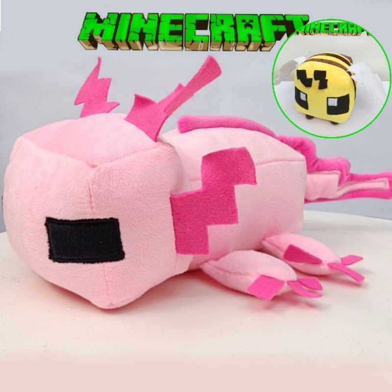 Minecraft Axolotl Pink Plush Toys Salamander Minecraft Bee Doll ...