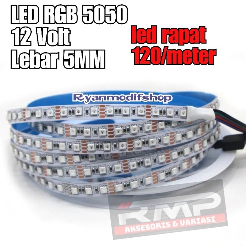 Rgb 5050 led strip light 5mm wide 12v 120 led/meter SMD2835 | Shopee ...
