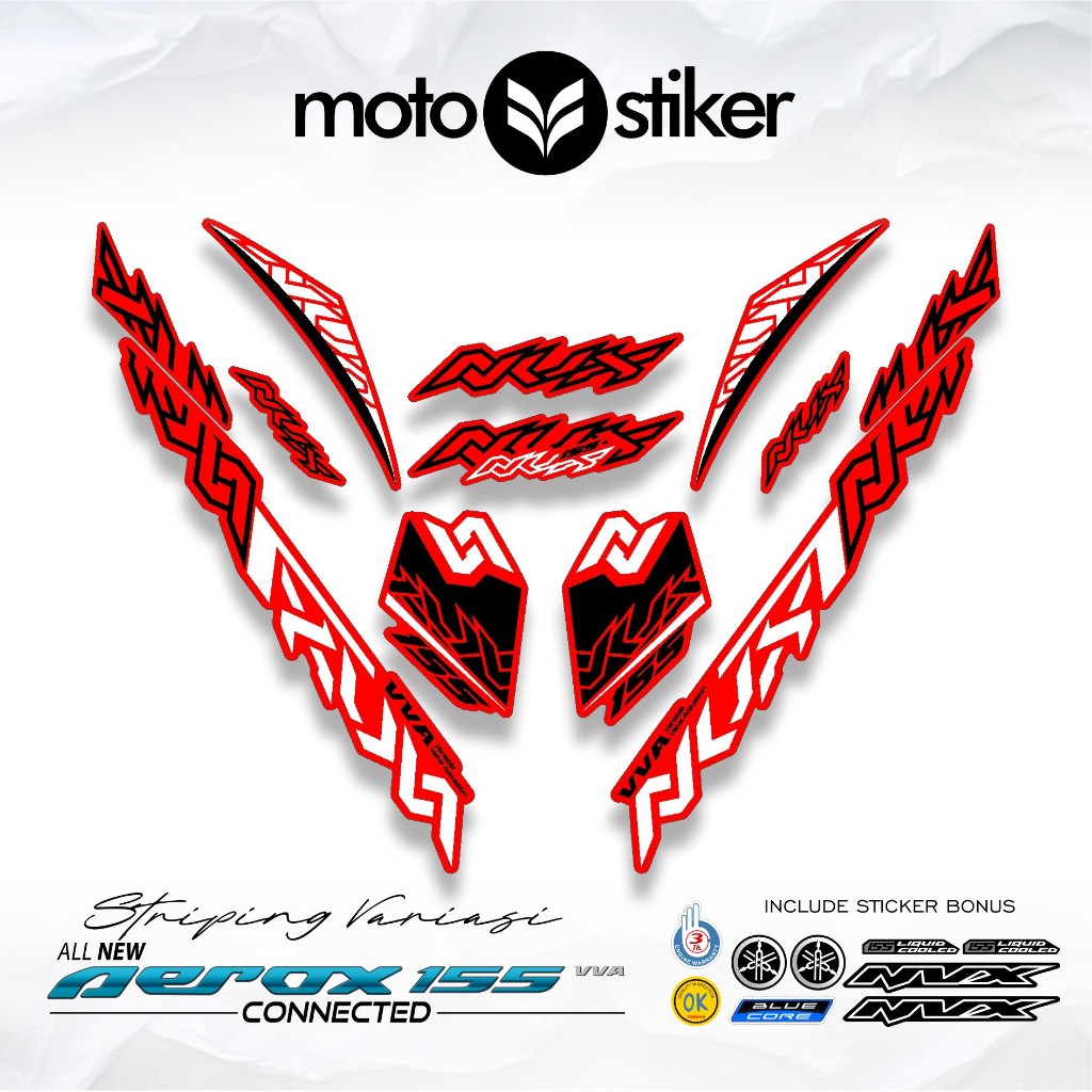 YAMAHA AEROX 155 NEW STICKER / MTF 20 / AEROX CONNECTED STRIPING ...