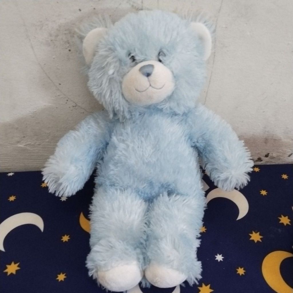 Build-A-Bear Workshop 37cm Baby Blue Plush Soft Teddy Bear Long Fur ...