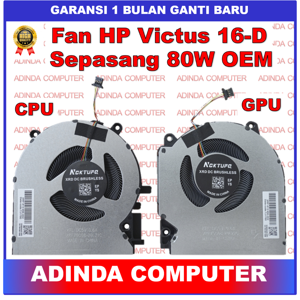 Fan HP Victus 16-D TPN-Q263 TPN-Q264 M75721 M75723 M75725-001 CPU Right ...