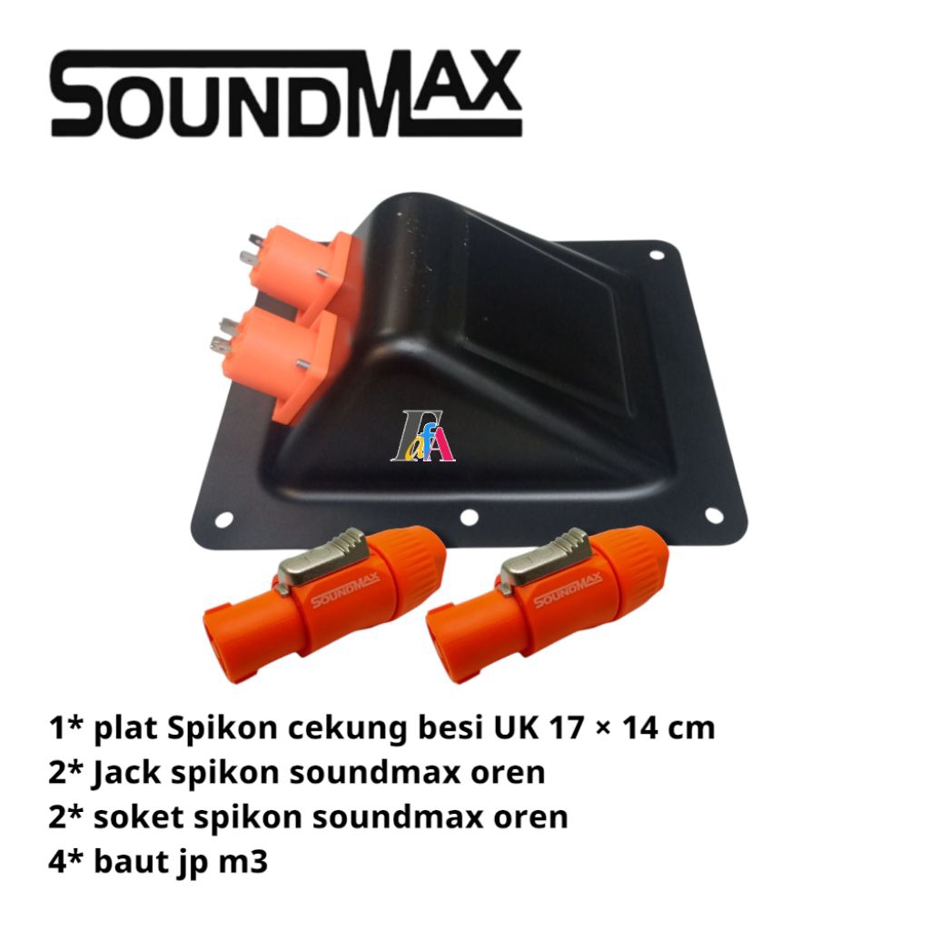 Concave spikon plate panel + 2 orange soundmax spikon jacks + 2 orange ...