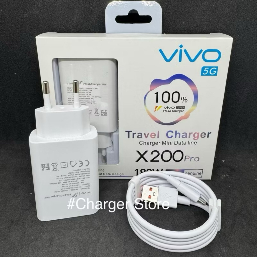 Vivo Charger 180W Fast Charging Ori 100% Flash Carger Type C Travel ...
