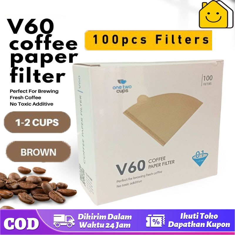 100 Pcs V60 Drip Coffee Filter Paper Size 01 1-2 Cup Brown Contents ...