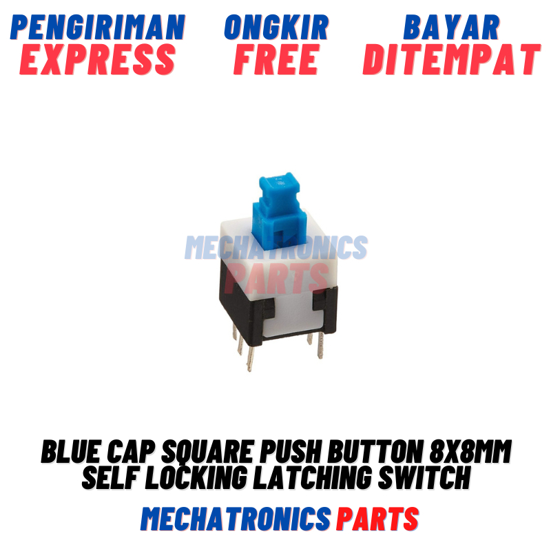 BLUE CAP SQUARE PUSH BUTTON 8X8MM SELF LOCKING LATCHING SWITCH | Shopee ...