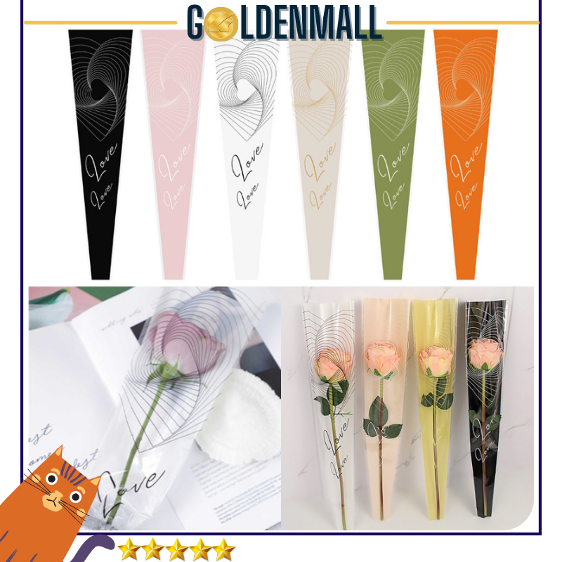 MAWAR 50 SHEETS Instant Plastic Wrapping Mini Rose Bouquet Single Rose ...
