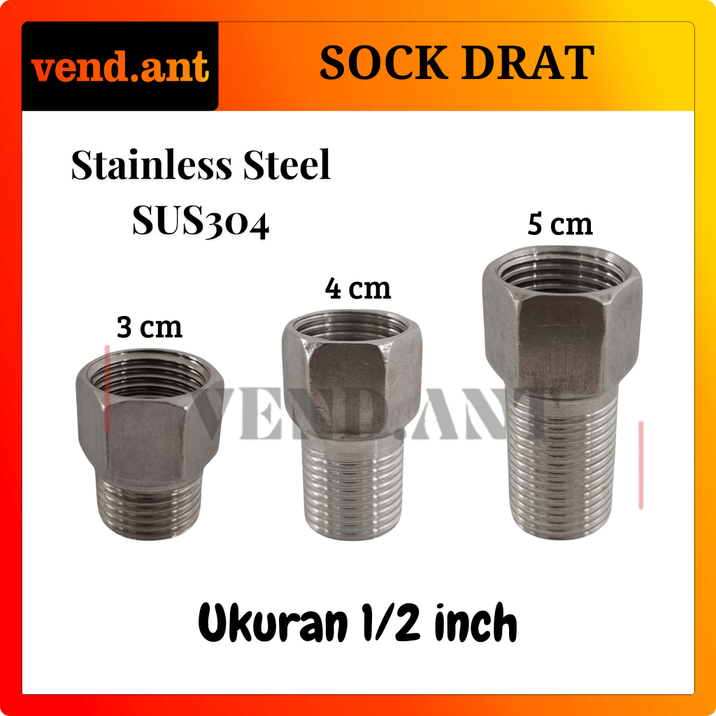Socket Drat Nepel Sok Connection Thread Inside Out 1/2" Stainless Steel ...