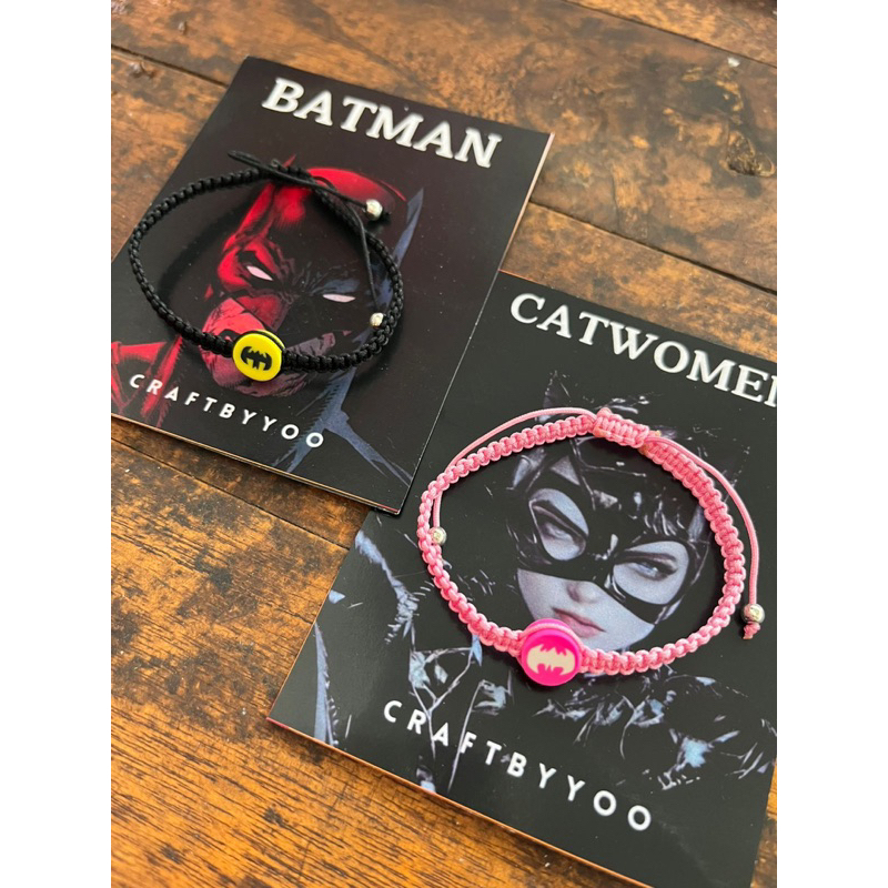 BLACK PINK BATMAN & CATWOMEN COUPLE WOVEN BRACELET | Shopee Philippines