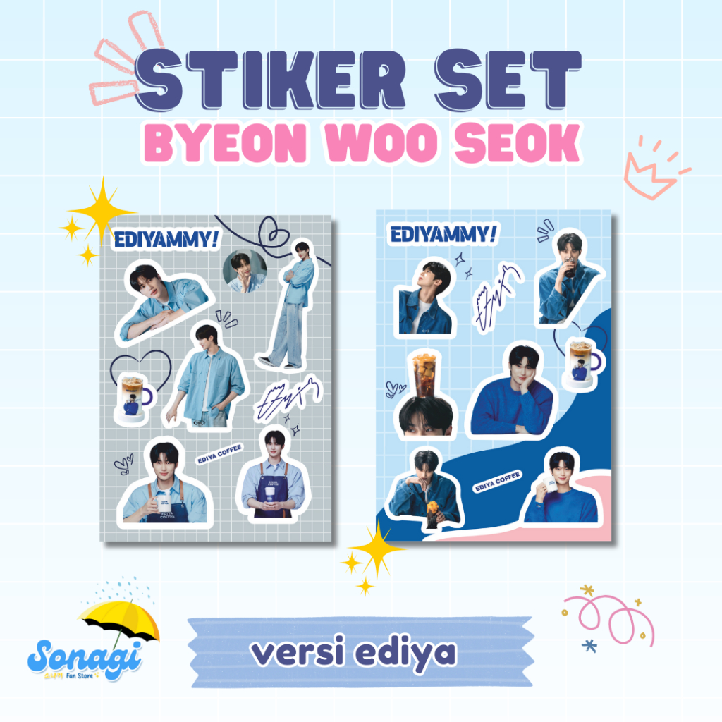 Sticker Cut Sheet/Pack Actor Kdrama BWS Byeon Woo Seok Kpop A6 Ediya ...