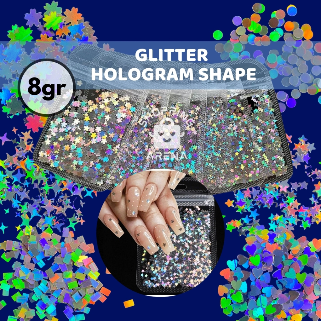 Glitter Various Shapes Hologram Shaped 8gr Glitter Holo Shape Star ...