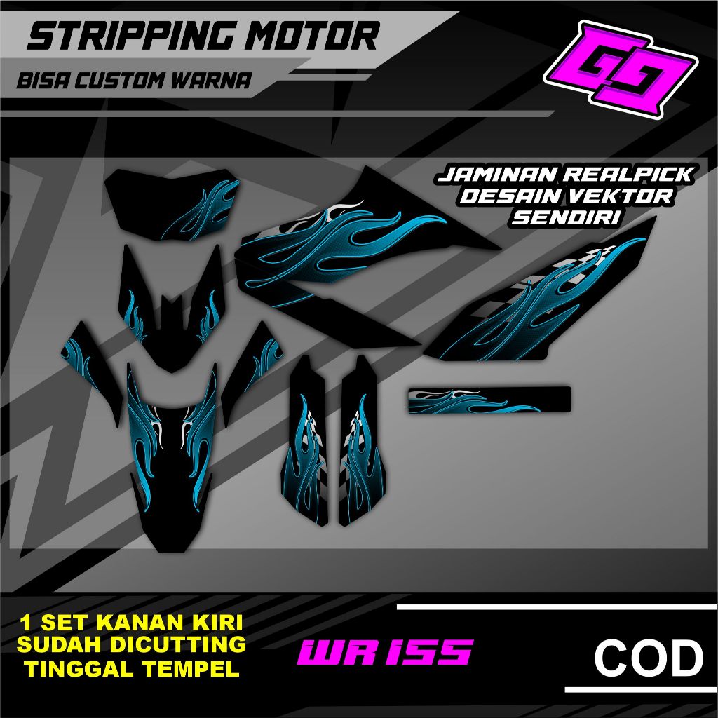 SIMPLE STRIPPING YAMAHA WR155 API LIVERY SS biru V2 ALREADY CUT, JUST ...