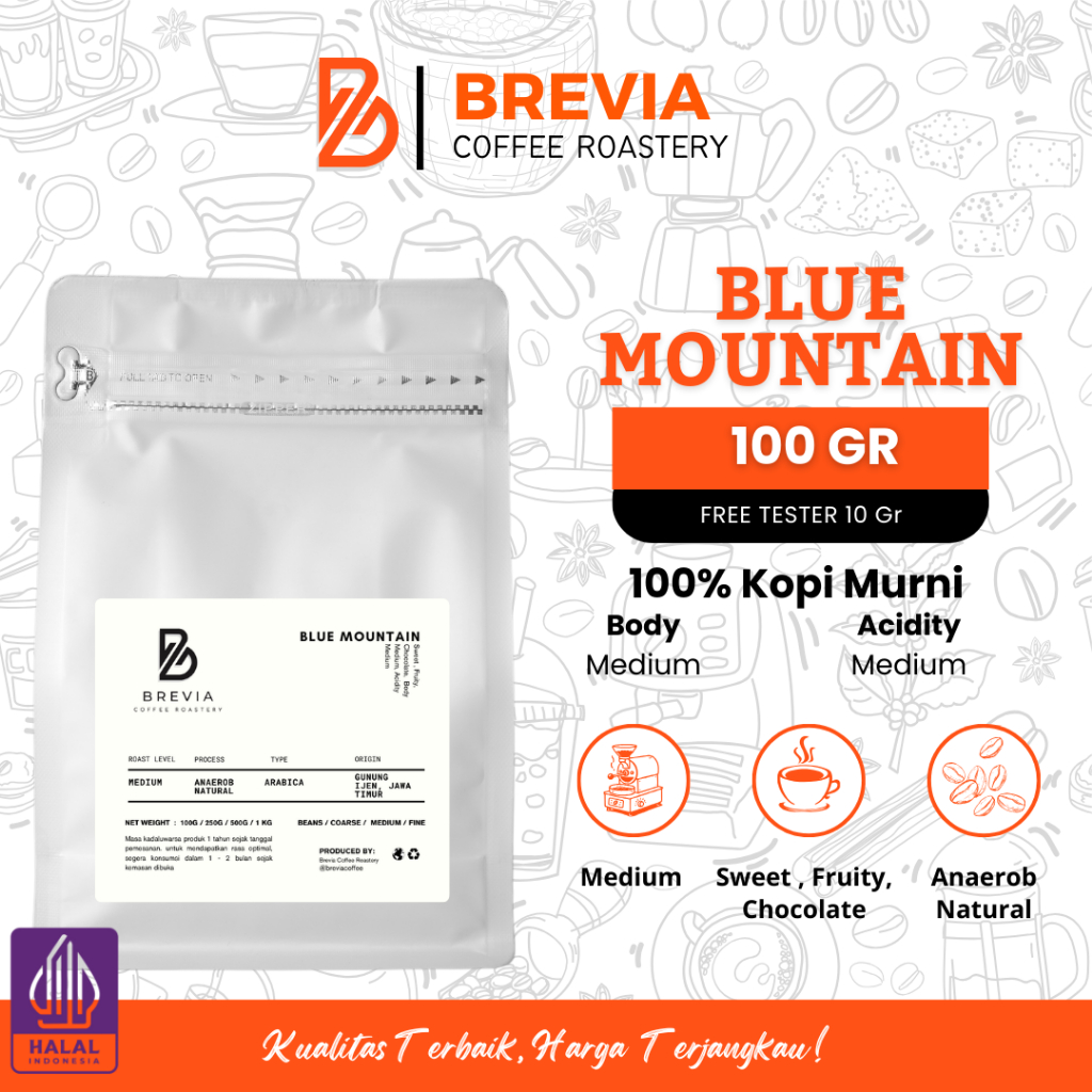 BREVIA Ijen Blue Mountain Arabica Coffee 100g - Original Premium Pure ...