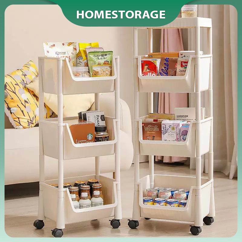Homestorage Multi-Purpose Open Storage Shelf Stacking Trolley Shelf ...