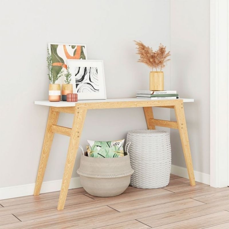 KAYU Console table Aesthetic Wooden Console table 80cm wooden legs 60cm ...