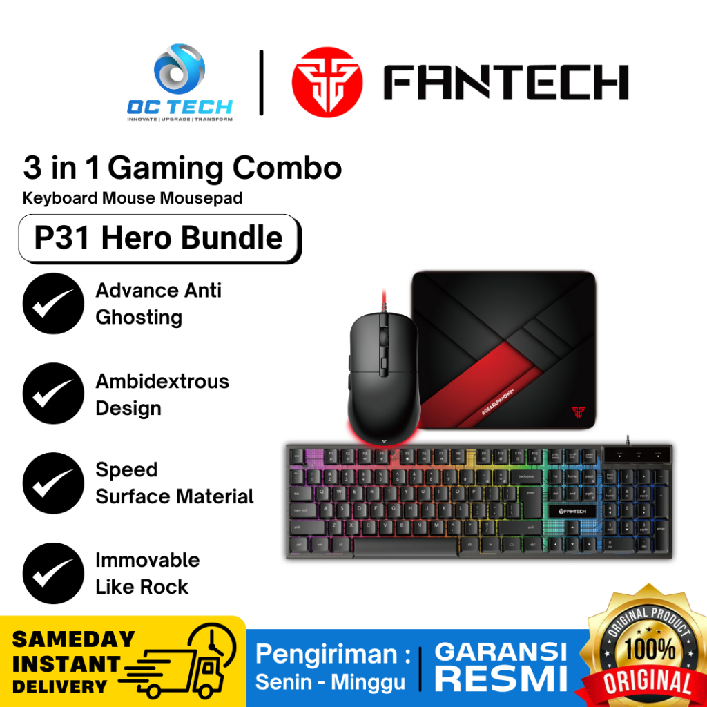 Fantech 3 in 1 Combo P31 Keyboard Mouse Mousepad Gaming Wired Bundle Original Official Guarantee ...