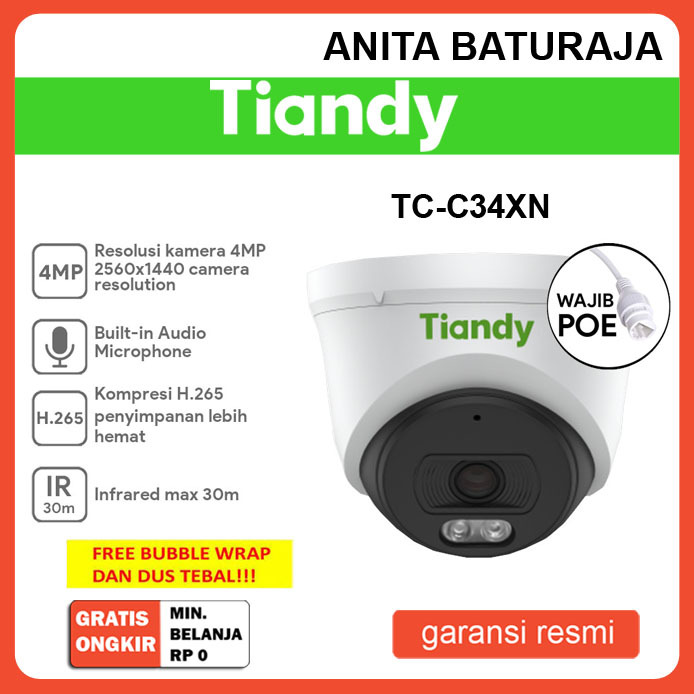 Ip CAMERA CCTV TIANDY TC-C34XN 4MP AUDIO POE ONVIF IR INDOOR TURRET ...