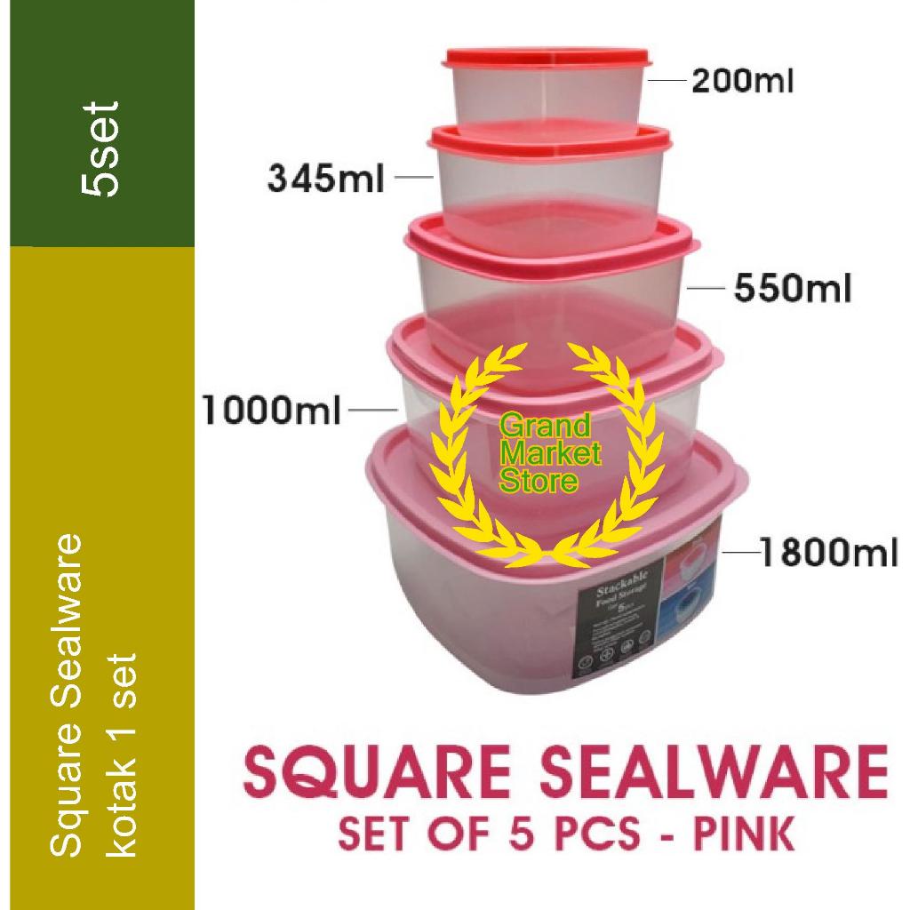 Square Sealware / Stackable Food Storage Set of 5 pcs Seal Box Set ...