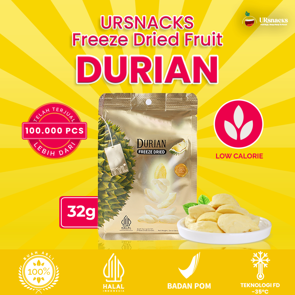 Ursnacks Freeze Dried Durian - Dried Durian Chips Snack 32gr | Shopee Philippines
