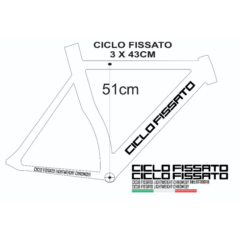 Decal Decal Decal Sticker Fixie Ciclo Fissato Bicycle Frame Sticker ...