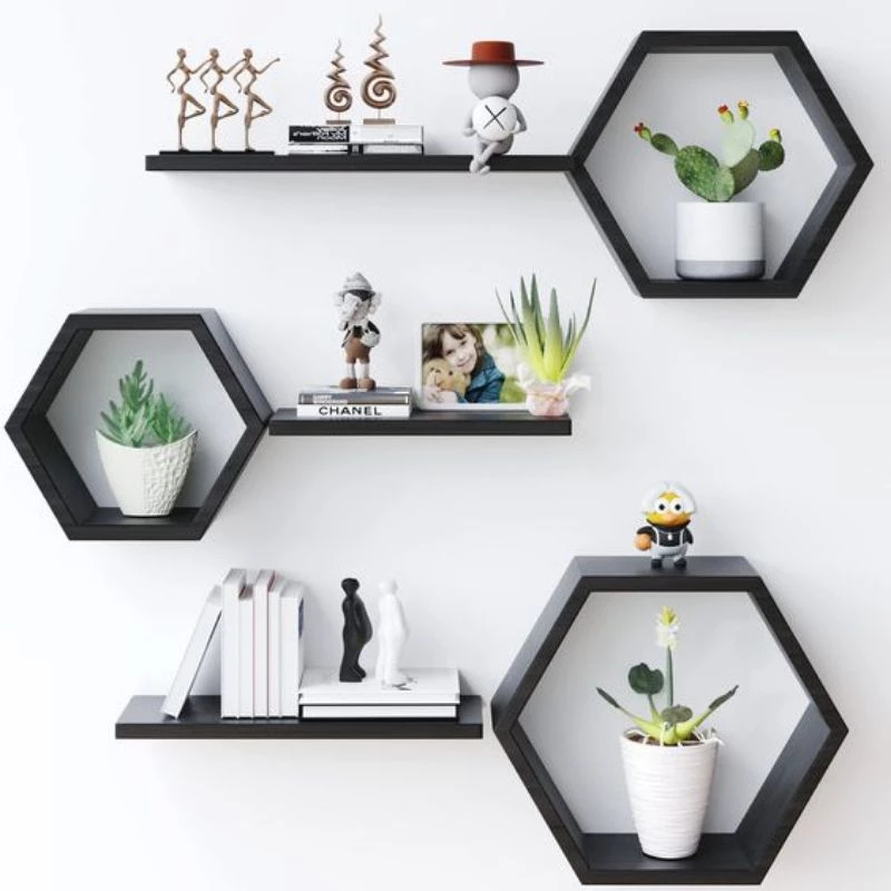 Hexagonal Wall Shelf Aesthetic Wall Decoration Hexagonal Shelf Dutch ...