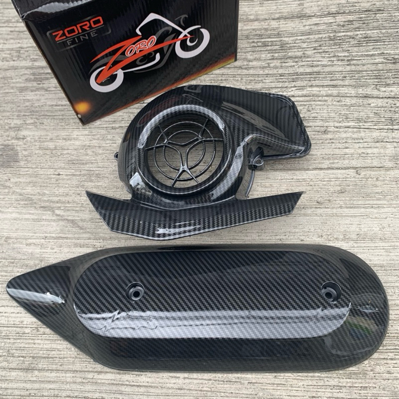 Exhaust Shield Cover Package + Fazzio Carbon Carbon Zoro Fan | Shopee ...