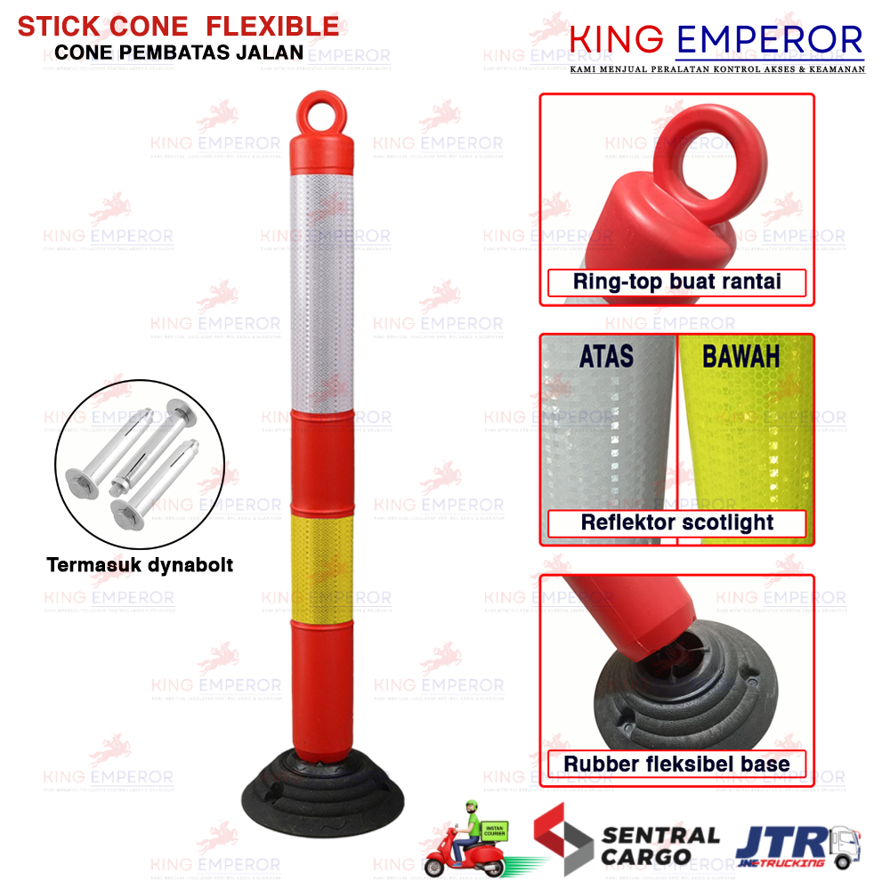 Stick Cone T Top Bollard Flexible 115CM Safety Traffic Post Plastic ...