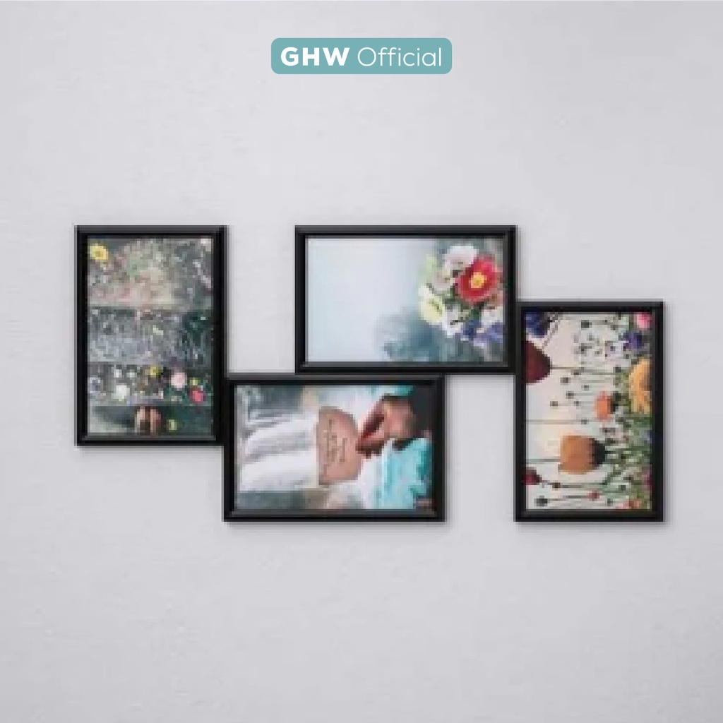 IKEA GHW YLLEVAD BLACK Collage frame for 4 photos uk 21x41 cm, photo ...