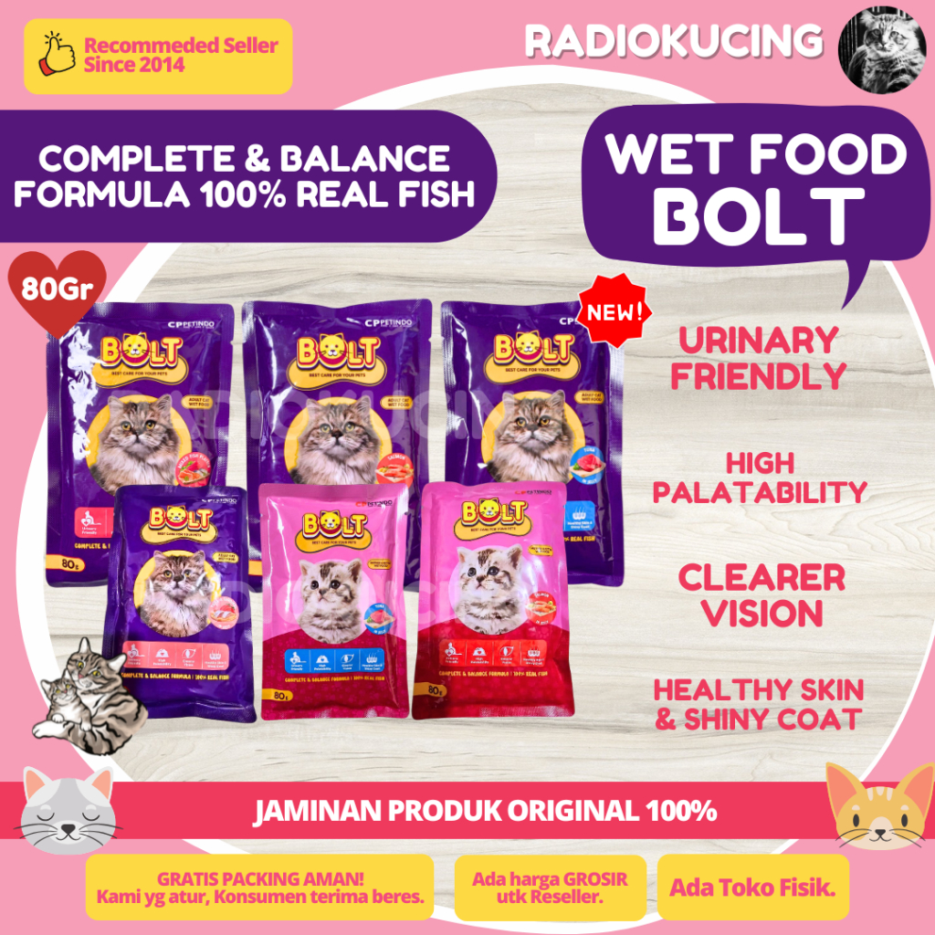 Wet Food Bolt Pouch 80 gr Wet Cat Food Sachet Urinary Friendly Real ...
