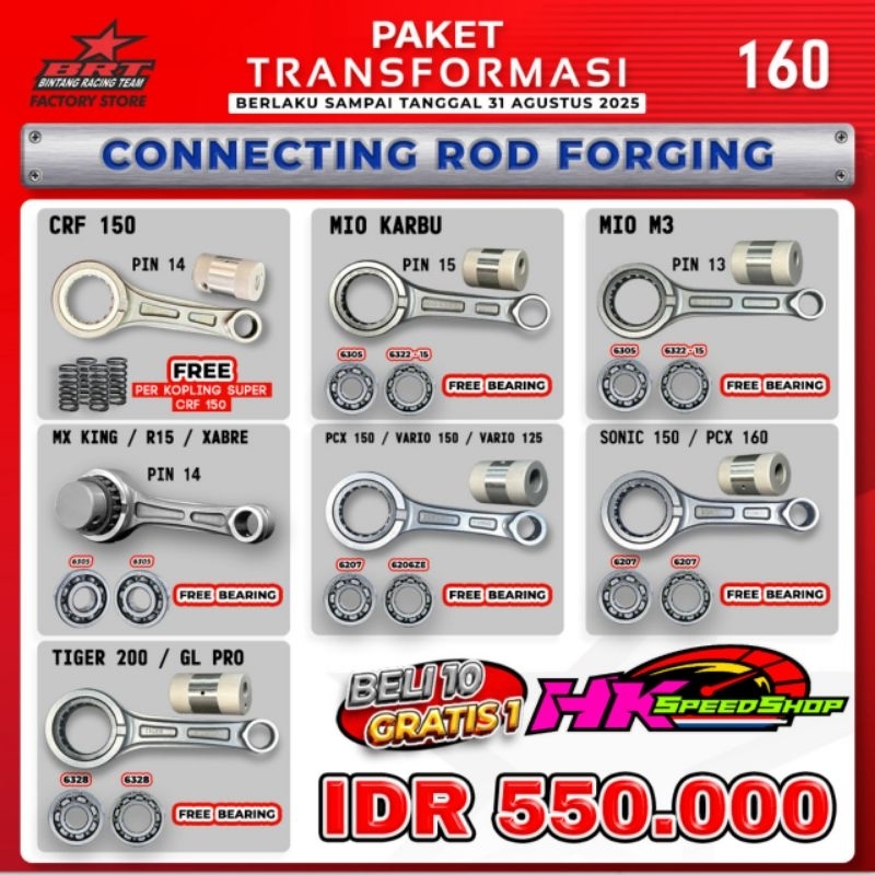 CONROD BRT CONNECTING ROD FORGING HANDLEBAR PISTON BRT 2PH PIN 13 MIO ...