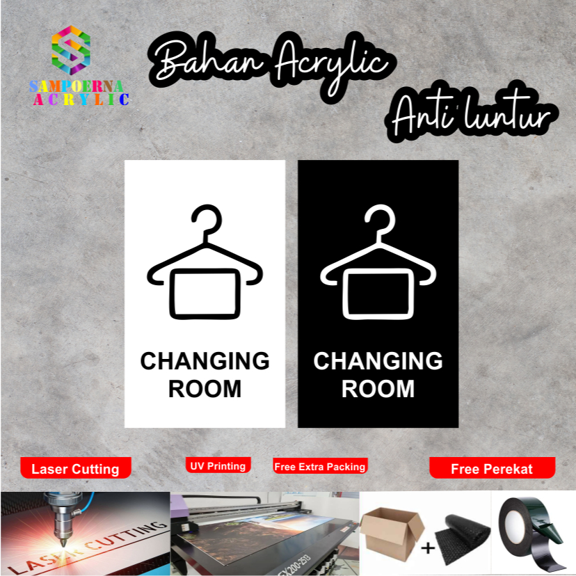 Signage Changing Room Sign Board Acrylic Print Room Changing ...