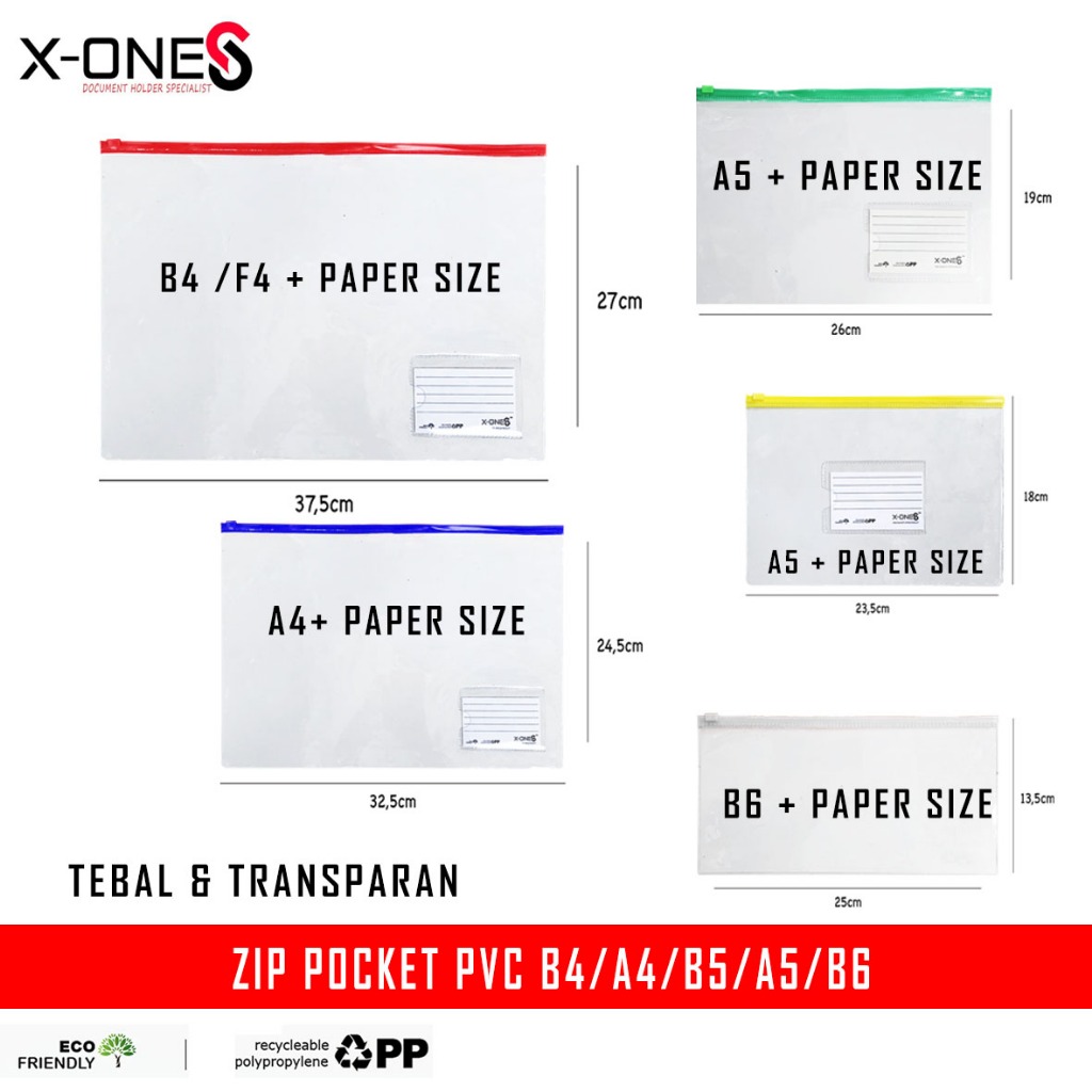 X One Thick Mika Pvc Pocket Zipper Name Card B4 F4 A4 B5 A5 B6 Giro
