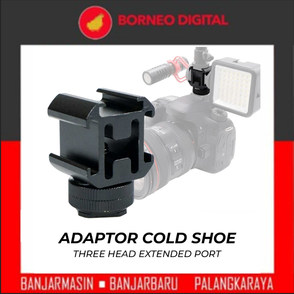 Cold Shoe Adapter Three Head Extended Port Camera Flash Adapter - LV39 ...