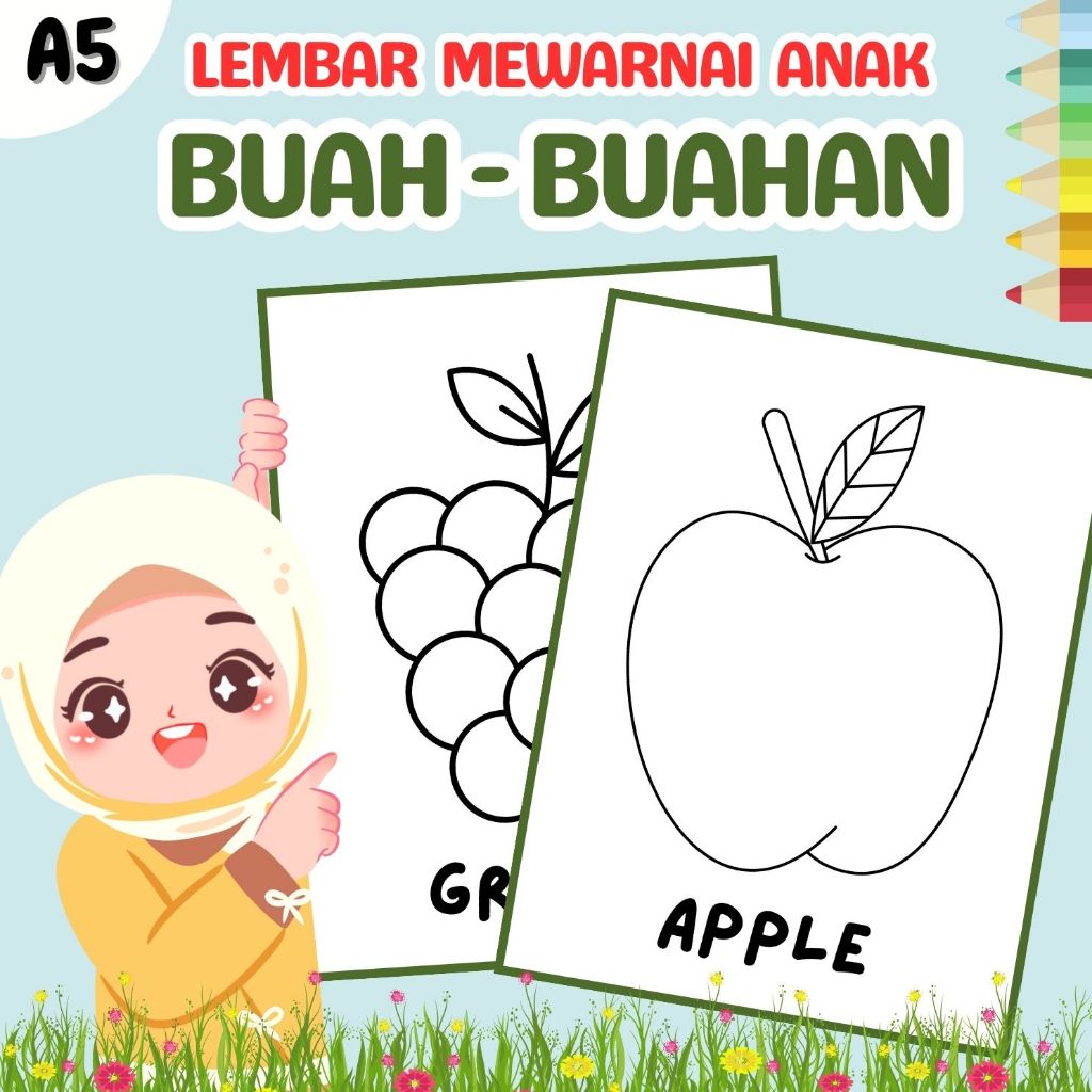 Educational Coloring Sheets for Children Aged 2-7 Years PAUD TK Size A5 ...