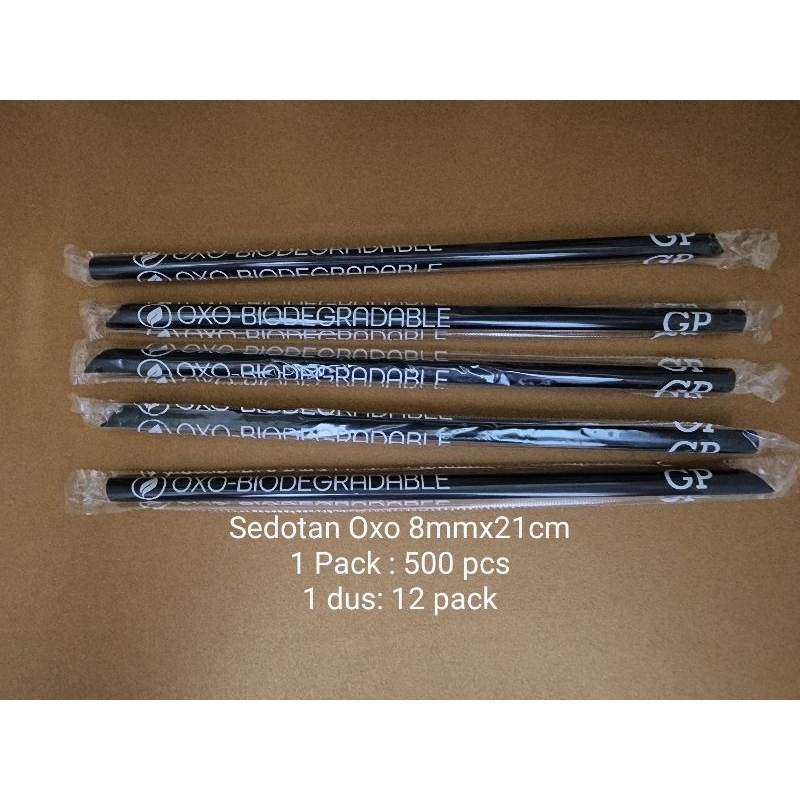 OXO-BIODEGRADABLE Black Pointed Straws 8mmx21cm (1pack contains 500pcs ...