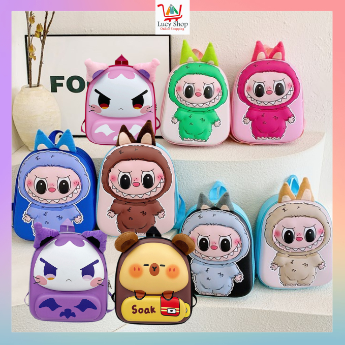 3D Embossed Hardcase Bag for Kindergarten PAUD Cartoon Labubu Capybara ...