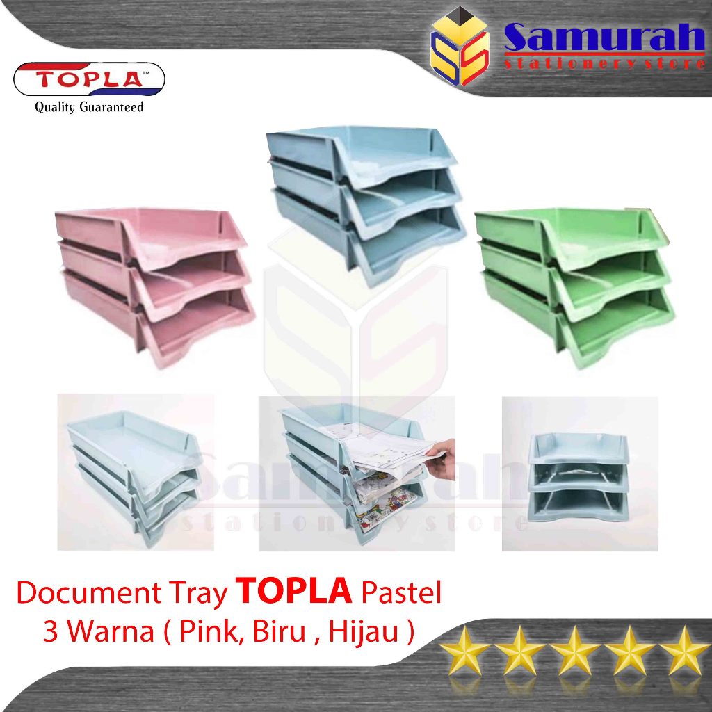 Pastel Color Topla 3 Tier Plastic Document Tray / Multi-Level Plastic ...