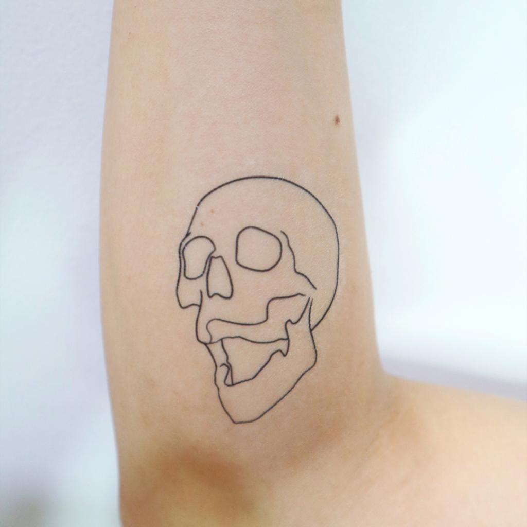 TEMPORARY TATO SKULL SIDE OUTLINE | SKULL SIDE SHADOWED | SKULL SIDE ...