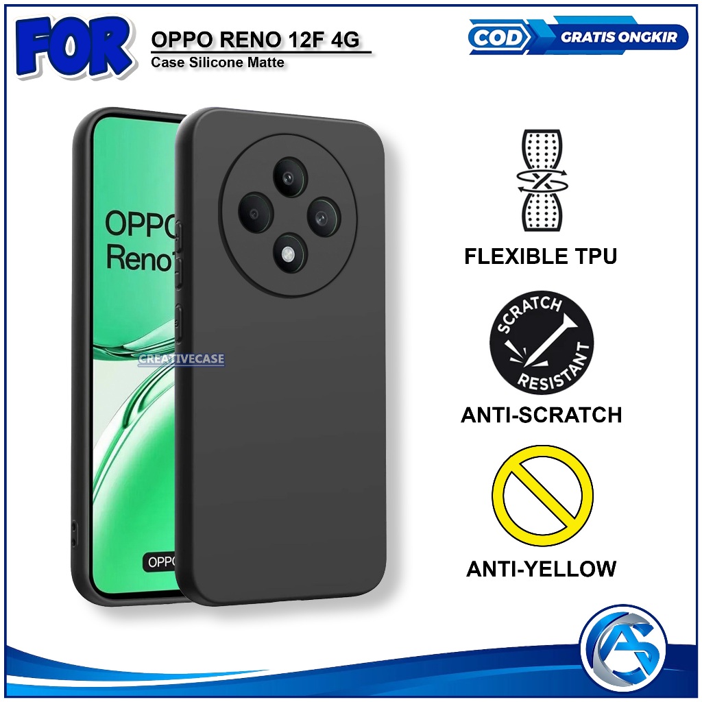 Soft Case Matte Oppo Reno 12F 4G 5G Black Macaron Casing | Shopee ...