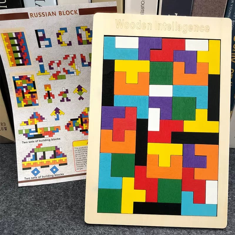 Russian Block Puzzle Tetris Wooden Toy Children's Educational Toy Brain ...