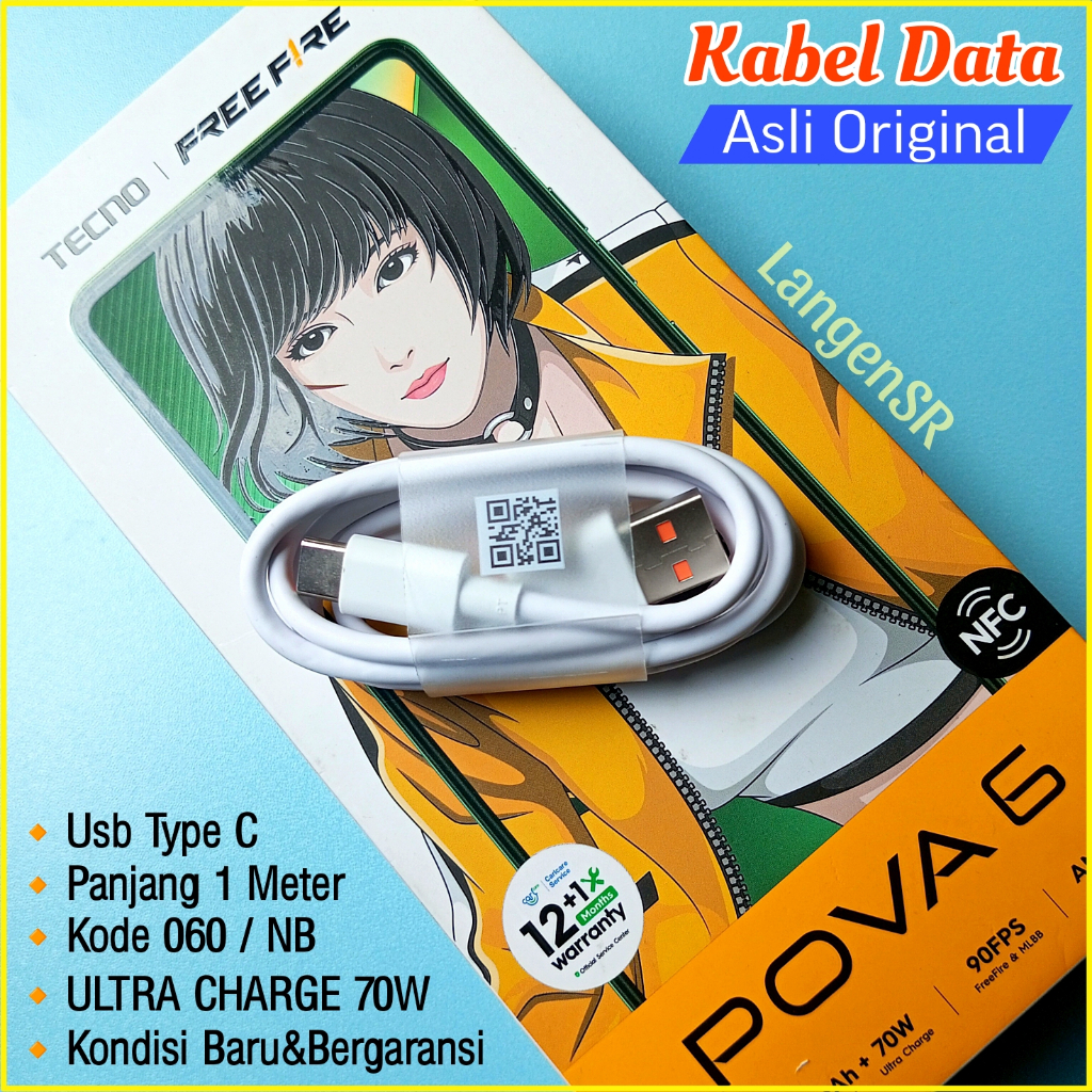 TECNO POVA 6 Usb Type C 70W Ultra Charge Data Cable Guaranteed Original ...