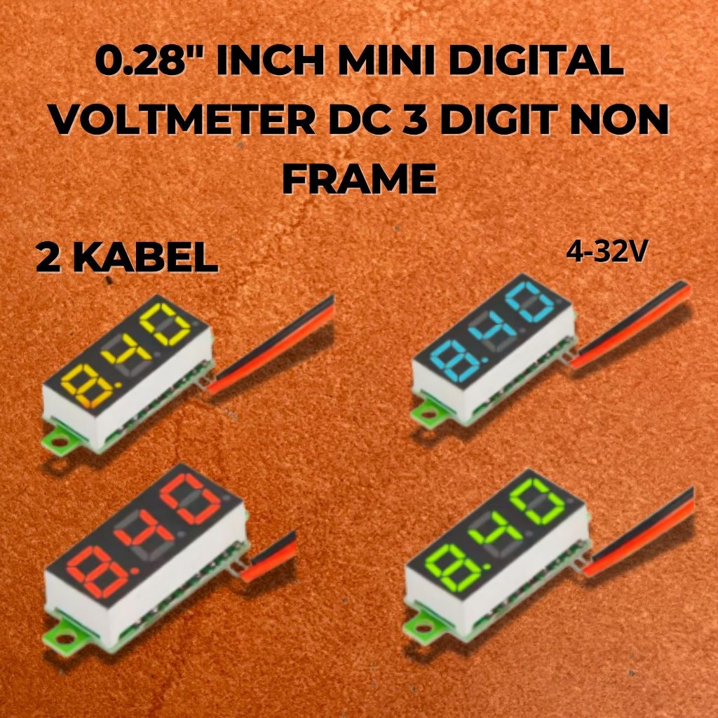 0.28" Inch Mini Digital Voltmeter 4-32V DC 2-Wire 3 Digit Non Frame ...