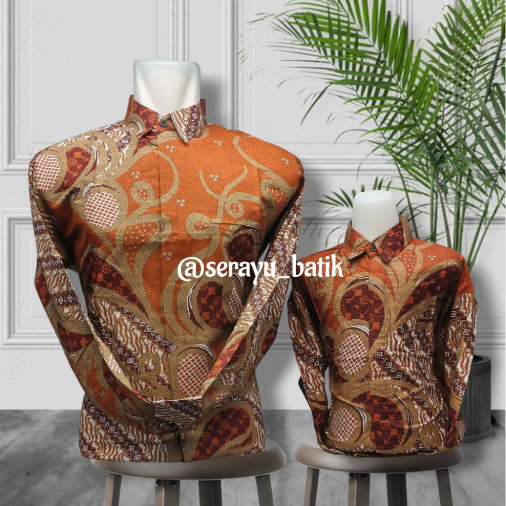 BATIK COUPLE FATHER AND BOY PREMIUM BATIK SOLO 40s TERACOTTA COLOR ...